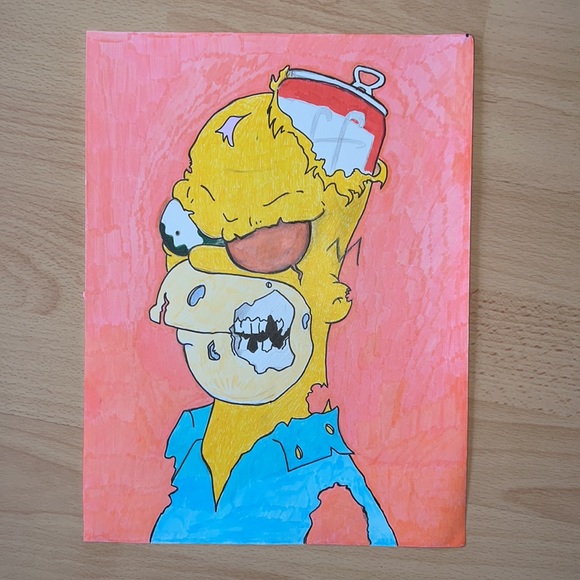 Art | Homer Simpson Zombie Artwork | Poshmark